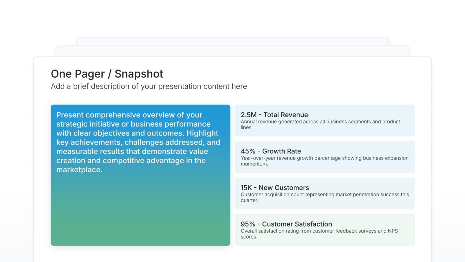 One Pager Slides: Summarize Key Information on One Page