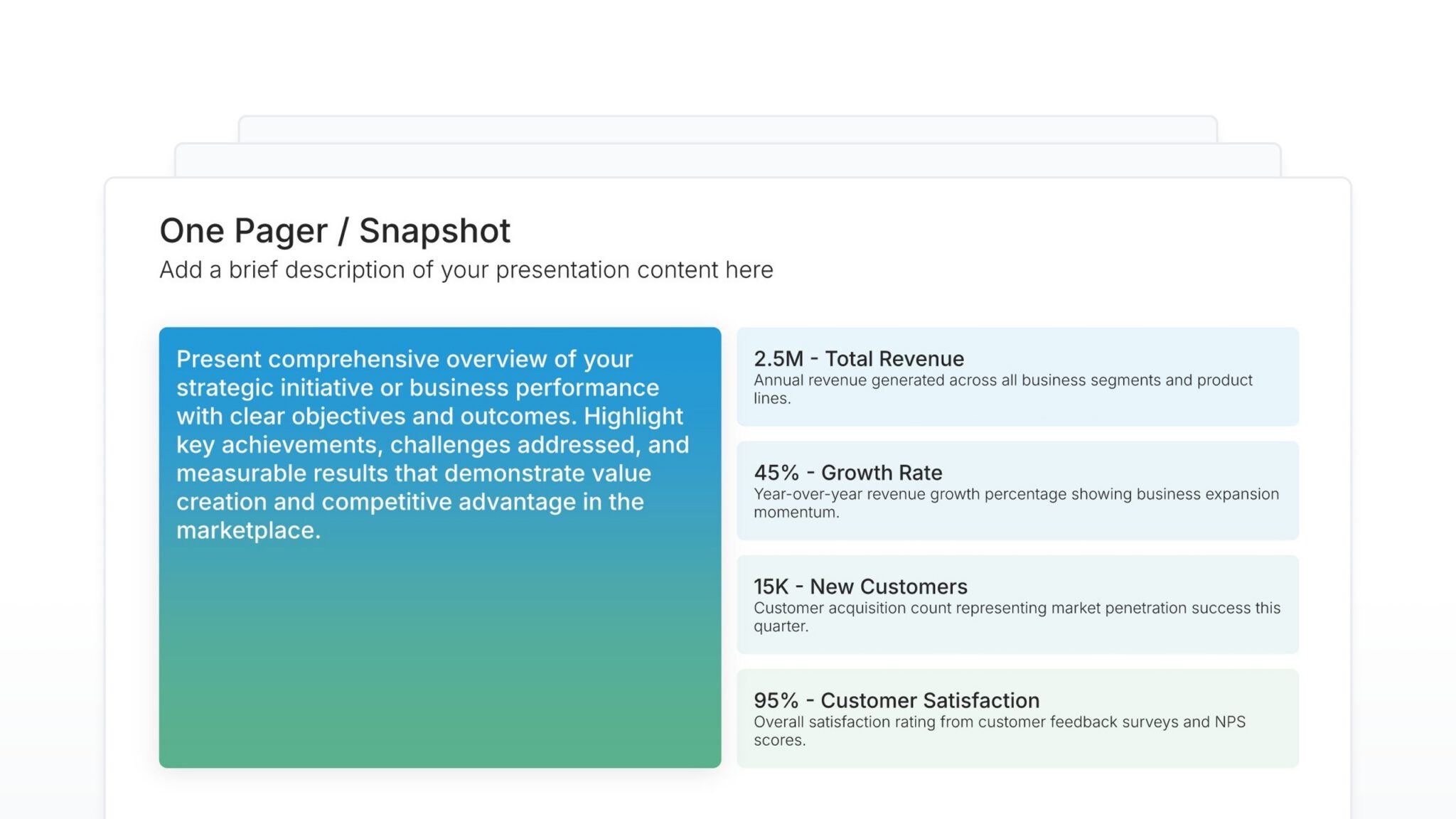 One Pager Slides: Summarize Key Information on One Page
