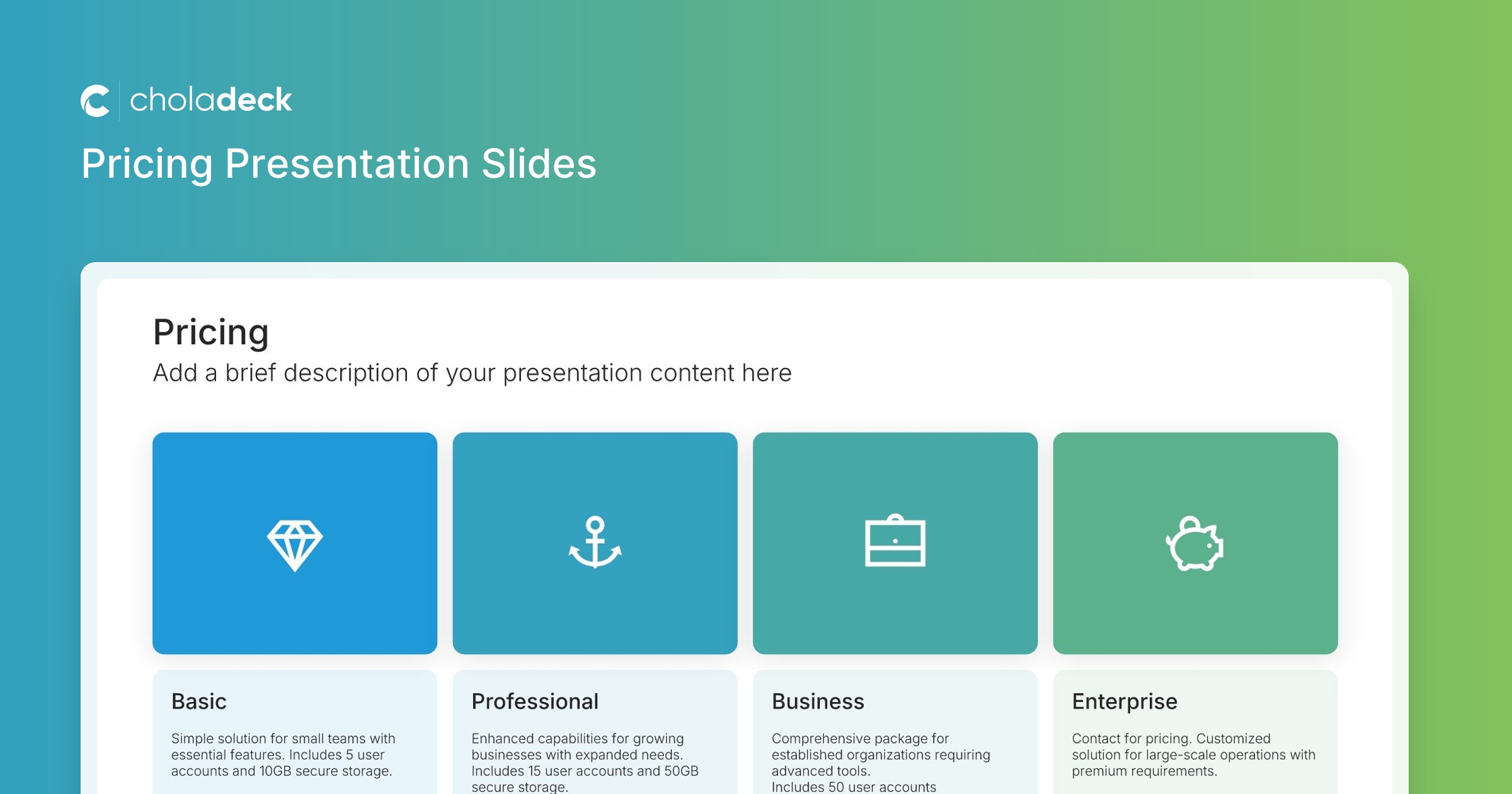 Pricing Slides: Display Plans and Packages Clearly
